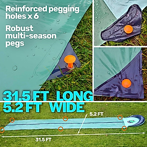 TEAM MAGNUS 31ft Slip and Slide Water Slide with Inflatable Crash Pad, Adjustable Sprinkler for Kids – Slip and Slide for Adults & Kids, Perfect for Backyard Fun