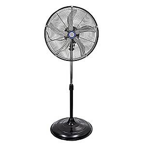 HICFM 5000 CFM 20 inch Heavy Duty High Velocity Pedestal Oscillating Shroud Fan with Powerful 1/5 Motor, 6ft Power Cord and Oscillation for Workshop, Garage, Commercial or Industrial rooms - UL Listed