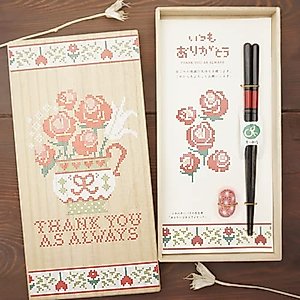Hyozaemon Chopsticks Gift Set Five roses to weave your feelings (chopsticks x1, rest x1 ,box /Chopstick rests are assorted)