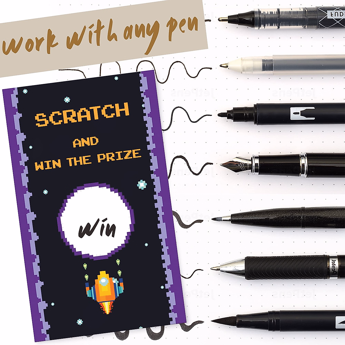 MR-LABEL 100 PCS Scratch Off Stickers Cards-DIY Coupon for Business- Scratch to Win Cards – Scratch Notes-Blank Gift Certificates for Spa Beauty Makeup Hair Salon, Christmas Birthday Holiday (Game)