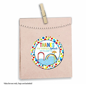 Splash Pad Birthday Party Thank You Sticker Labels for Boys, 40 2" Party Circle Stickers by AmandaCreation, Great for Party Favors, Envelope Seals & Goodie Bags