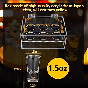 mwater Luxury Version Handmade Crystal 24K Gold Rimmed Shot Glasses,No Bubbles