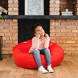 Big Joe Classic Bean Bag Chair, Red Smartmax, Durable Polyester Nylon Blend, 2 feet Round