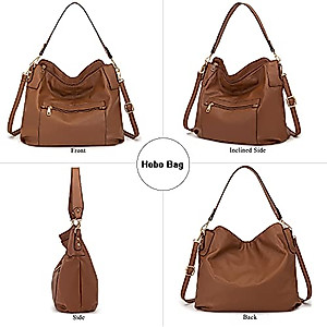 Large Crossbody Bags Ladies Shoulder Handbags Purse and Wallet Set for Women Totes Hobo Purses Brown