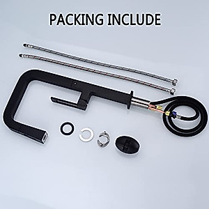 Kitchen Faucet with Pull Down Sprayer Square Shaped Brass Bar Sink Faucet Single Handle Kitchen Faucet, Matte Black