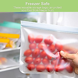 Ingeware Reusable Freezer Bags, 6 Pack Gallon Flat Reusable Freezer Bags Leakproof Resealable Freezer Bags for Meat Fruit Veggies Nuts (Blue)