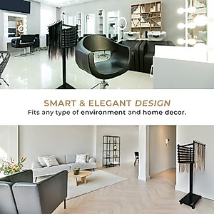 ORA SHOP – Braiding Hair Rack, Hair Extension Holder, Hair Braiding Tools, Hair Product Organizer, Wooden 3-Sided Rack Stand with Large Capacity (210 pegs)