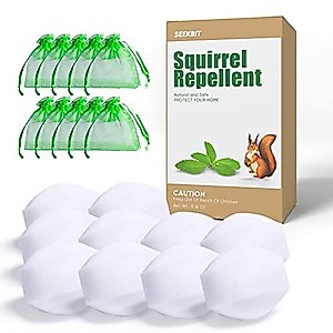 SEEKBIT 10 Pack Squirrel Repellent | Chipmunk Rodent Mice Repellent | Yard, Outdoor, Indoor, Attic, Garden Squirrels Deterrent | Car Engines Under Hood Animal Repeller | Waterproof Long Lasting, Bags