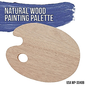 U.S. Art Supply 11.8" X 19.8" Extra Large Wooden Oval-Shaped Artist Painting Palette with Thumb Hole - Wood Paint Color Mixing Tray - Easy Clean, Mix Acrylic, Oil, Watercolor