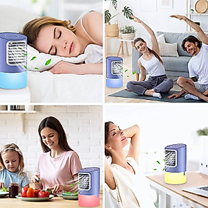 Personal Air Cooler, Portable Air Conditioner Fan, Small Space Evaporative Air Cooler with Timing, 3 Speeds Quiet Humidifier Misting Fan, Desktop Cooling Fan for Room, Home, Office, Dorm