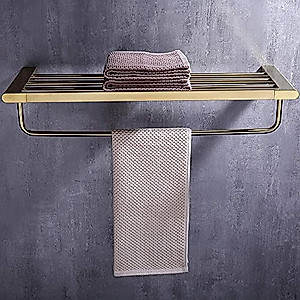 Towel Rack 304 Stainless Steel Towel Bar Brushed Gold Towel Rails Heavy Duty Towel Holder Wall Mounted Towel Storage Rack for Bathroom, Kitchen, Hotel, Screw Installation