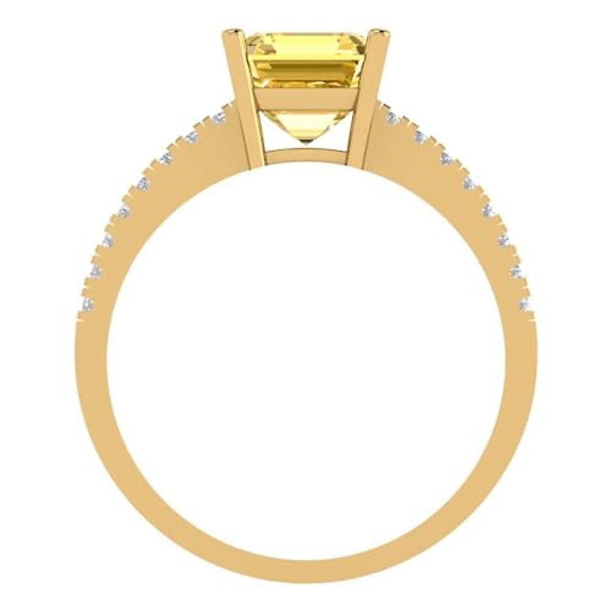 Clara Pucci 1.66 ct Asscher Cut Solitaire Canary Yellow Simulated Diamond Designer Anniversary Bridal Engagement Ring 14k Yellow Gold