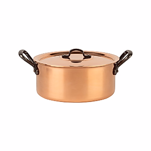 Cuisine Romefort | tinned copper pot with cast iron handles and lid | traditional stockpot made of solid copper | stewpot from France ideal for soups and stews 3.2 qt
