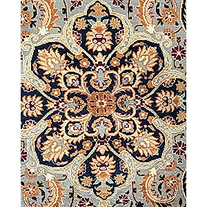 Solo Rugs One of a Kind Hand Knotted Hand Made Wool Traditional Floral Mogul Gray 8 x 10 Area Rug