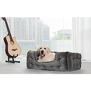 Medium Dog Bed,Comfy Pet Bed for Dogs & Cats, Luxury Wide Side, Comfortable and Breathable Dog Pet Sofa Bed, Rectangle Thick Durable and Washable, Grey