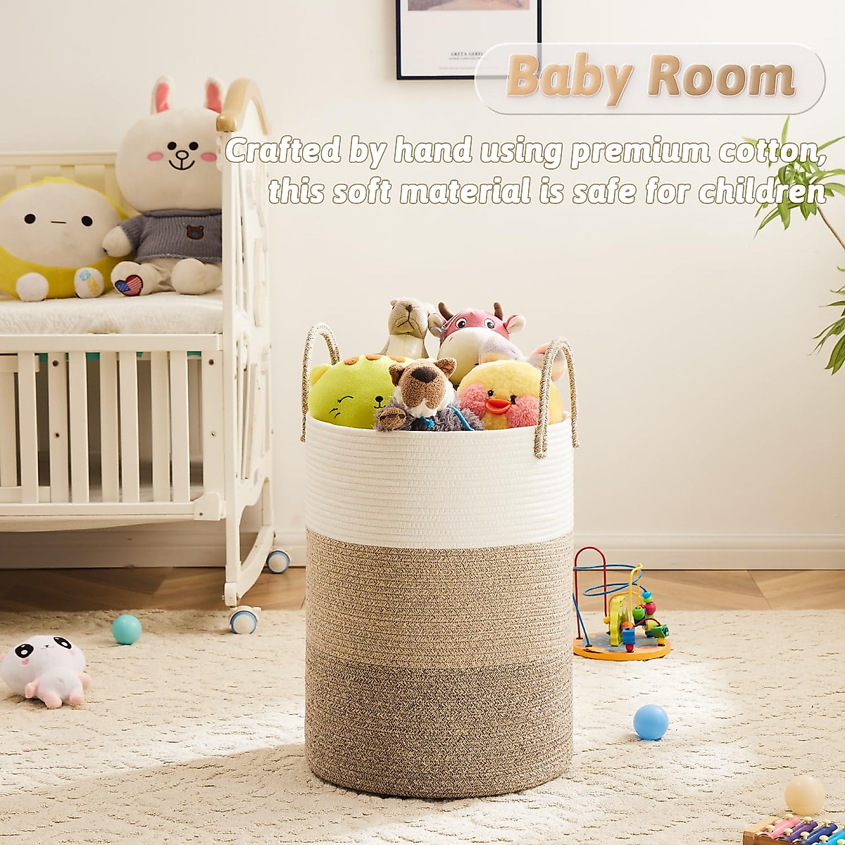 Artfeel Laundry Basket,Woven Cotton Rope Laundry Hamper,60L for Decorative Storage of Dirty Clothes,Toys and Blankets in Bathroom,Bedroom and Living Room