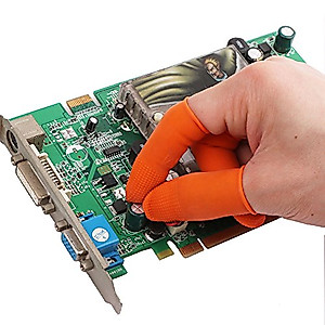 COOSKIN 100 PCS Latex Finger Cots Reusable Rubber Fingertips Protective Glove Duty Industrial Grade Finger Cots (Large)