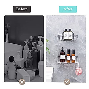 Alta by AuggieChino 2 Pack Shower Caddy, Strong and Traceless Adhesive, Multi-fuction Shower Organizer, No Drilling, Stainless Steel, Kitchen Caddy, Rust Resistent