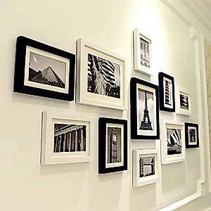 Picture Frames 8x10 Picture Frame Set of 2，Display Pictures 5x7 with Mat or 8x10 Without Mat Real Glass and Composite Wood for Wall or Tabletop Display Pre-Installed Wall Mounting Hardware，Black