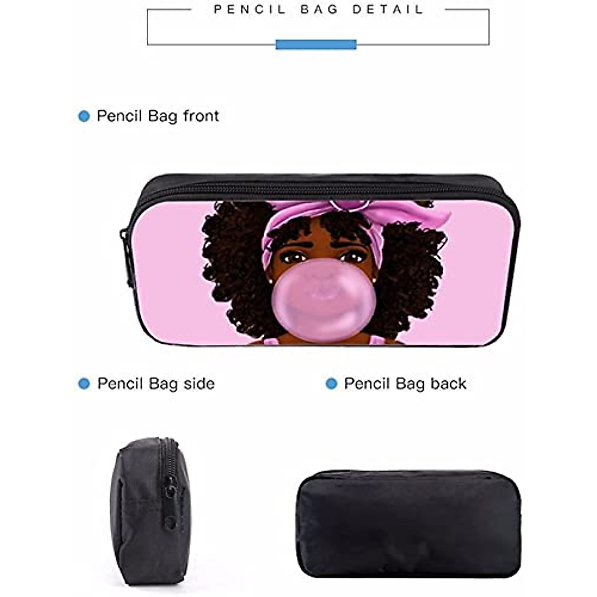 African American Girl Backpack Teens Bookbag Schoolbag With Shoulder Bag Pencil Bag Set For Girls 3pcs Set (African Girl13)