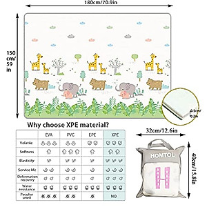 HOMTOL Baby Play Mat 47"x70", Reversible Playmat, Double Sided Kids Activity Mats, Toddler XPE Crawling Mat, Non-Slip Foam Playmats for Floor
