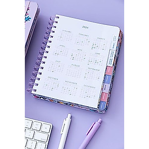Vera Bradley Hardcover Daily Planner 2023-2024, Spiral Planner Dated August 2023 - December 2024, Medium Size Cute Planner, Weekly Planner with Monthly Calendar, Stickers, & Pockets, Cloud Vine Multi