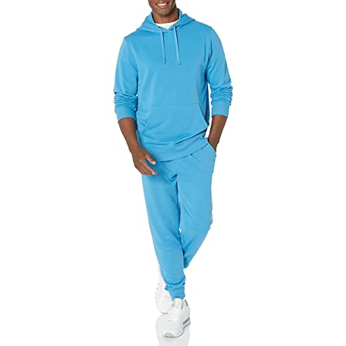Amazon Essentials Men's Lightweight Long-Sleeve French Terry Hoodie, Turquoise Blue, Medium