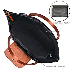 GM LIKKIE Shoulder Tote Bag for Women, Nylon Top-Handle Purse, Foldable Weekend Hobo Handbag (Black)