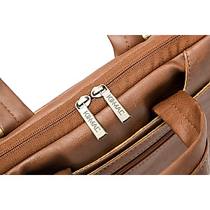 Kinmac 360° Protective Waterproof PU Leather Laptop Shoulder Messenger Sleeve Briefcase case Bag (13 inch-14 inch, Coffee PU)