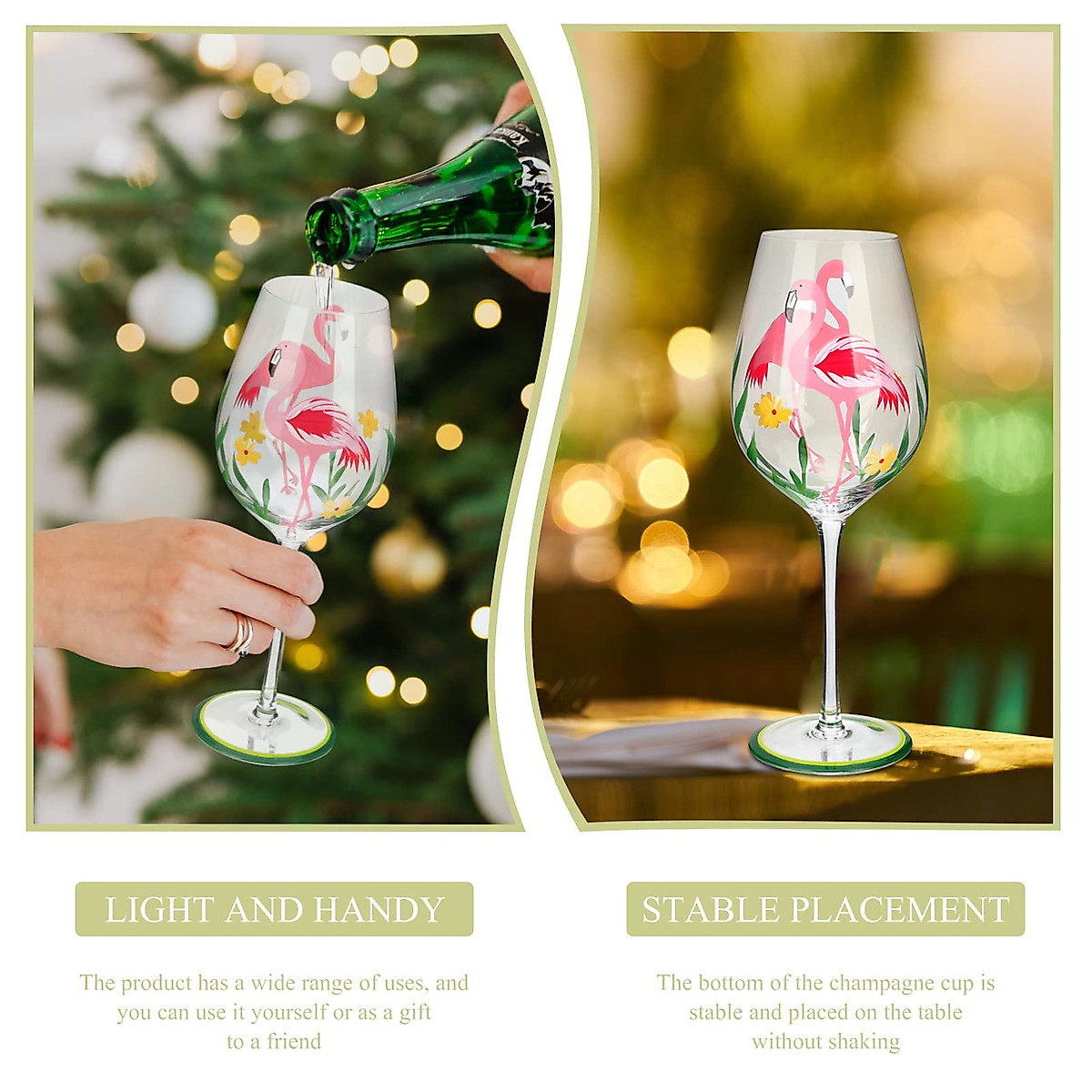 Flamingo Painted Wine Glasses Hand- Painted Wine Cup Glass Drinking Cup Juice Goblets Beverage Milk Shake Glasses Cup Birthday Gift for Friends Sangria Glasses