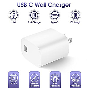 [Apple MFi Certified] iPhone 15/15 Pro/15 Max/15 Pro Max Fast Charger 2Pack, 20W PD Fast Type C Wall Charger with 6.6FT USB C Cable&10ft USB C to Lightning Cable, Fast Charger Block for iPhone/iPad