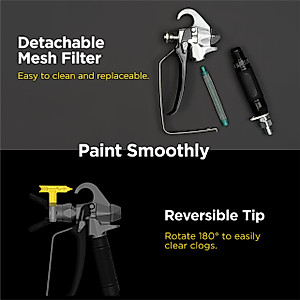InoKraft Airless Paint Spray Gun High Pressure 3600 PSI with 515 Reversible Nozzle Tip for Exterior Paint/Primer, with Swivel Joint for Airless Paint Sprayers M1 & M3, Paint Sprayer Accessories