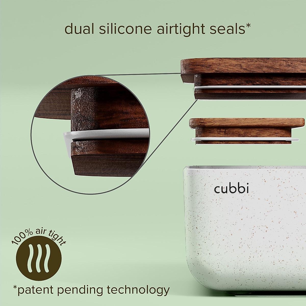 Cubbi - Airtight Box with Tray - Silicone Seals - 100% Air-Tight Storage Box with Accessories – White