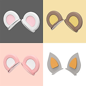 Fox Ears for Ski Helmet 2 Pcs Cartoon Bear Kids Bicycle Helmet Accessories Cute Women Animal Skiing Helmet Decor for Adults Pink