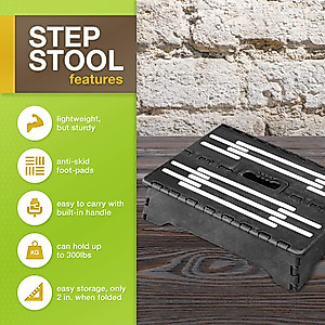 BodyHealt Step Stool - Portable Step Stool for Seniors, Adults & Children. One Step Stool with 4 Inch Lift & Non-Slip Wide Step Platform. Fold Up Step Stool for Bed & Bath. Car Step Stool for Elderly