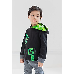 Minecraft Creeper Little Boys Fleece Hoodie & Pants Black/Gray 6