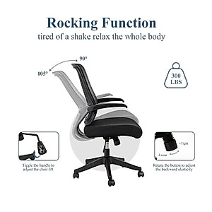 Ergonomic Office Chair, High Back Desk Chair, Swivel Mesh Computer Task Chair with Dynamic Lumbar Support, Tilt Function, Executive Home Office Chair with 3D Adjustable Headrest and Armrests (Black)