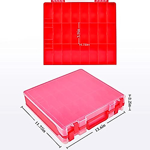 FULLCASE Toys Organizer Storage Compatible with Hot Wheels Car, Container for Matchbox Cars, Mini Toys, Small Dolls, Double Sided Carrying Box for Hotwheels Car- 48 Compartments(Box Only) Red