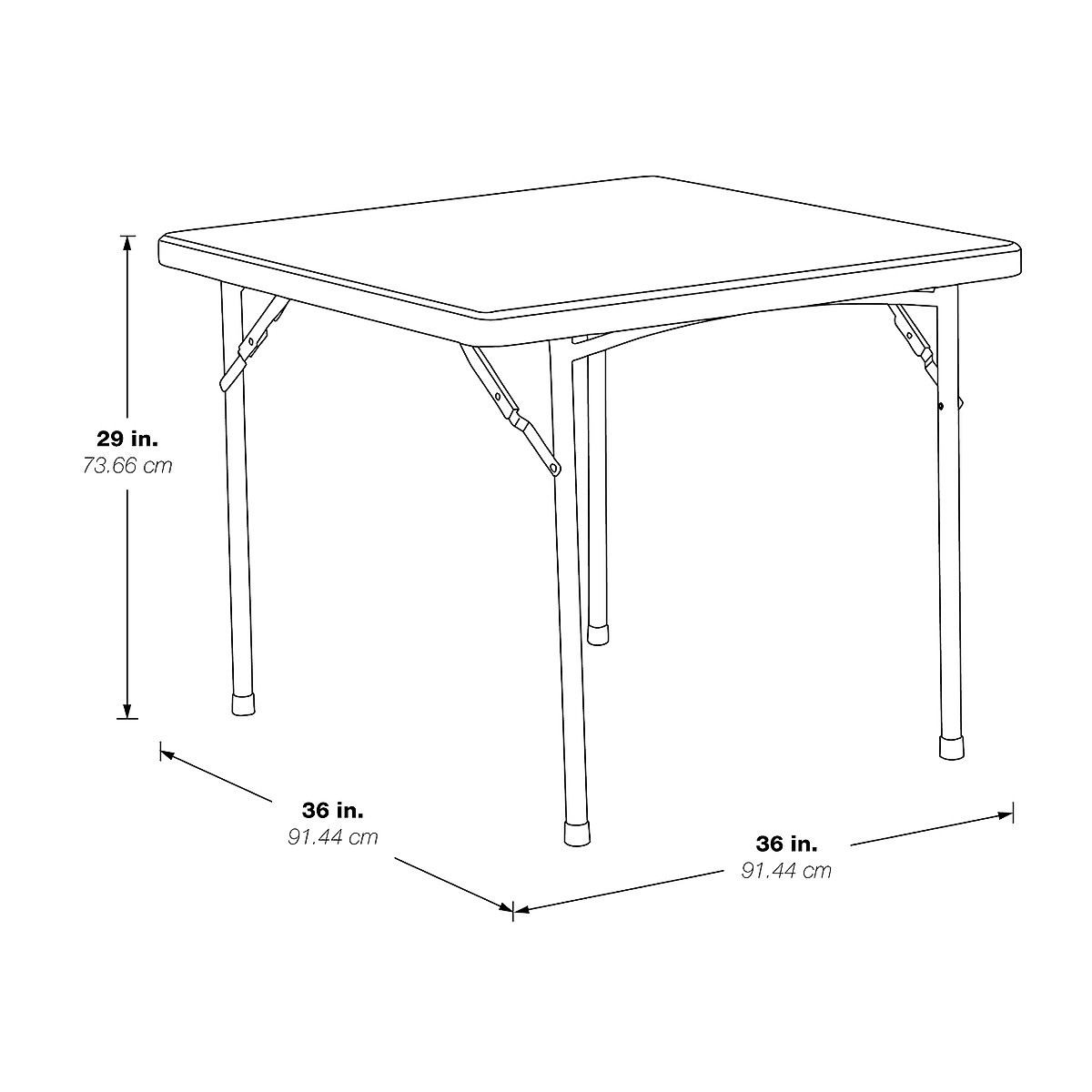 Office Star Resin Folding Table for Banquets, Picnics, and Parties, 36 Inch, Square