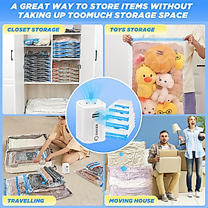 Saker Vacuum Storage Bags with Electric Pump, Space Bags Vacuum Storage Bags, 2-in-1 Pumping and Inflation, 15 Pack (3 Jumbo,3 Large,3 Medium,3 Small,3 Roll Up Bags) for Clothes, Bedding, Travel