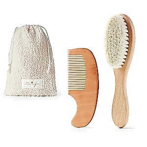 MYZI Baby Hair Brush Set – Soft Baby Brush Set for Newborns, Baby Comb and Brush Set Girl and Boy, Toddler Hair Brush and Toddler Comb - Baby Gift Set
