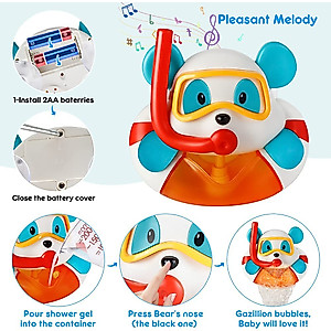 Baby Bath Toy, Automatic Bubble Blower Bubble Bath Maker for Bathtub Toys Play 12 Songs for Toddlers Baby Boys and Girls Infants Little Bear Bathtub Play, Great Gifts for Toddlers and Kids