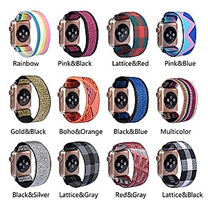 WSGGFA Bohemia Elastic Nylon Loop Band for Apple Watch 6SE Strap 38/40mm 42/44mm for Iwatch 5/4/3 2 Man Women Watch Band (Band Color : Boho Purple, Band Width : 42mm 44mm M L)