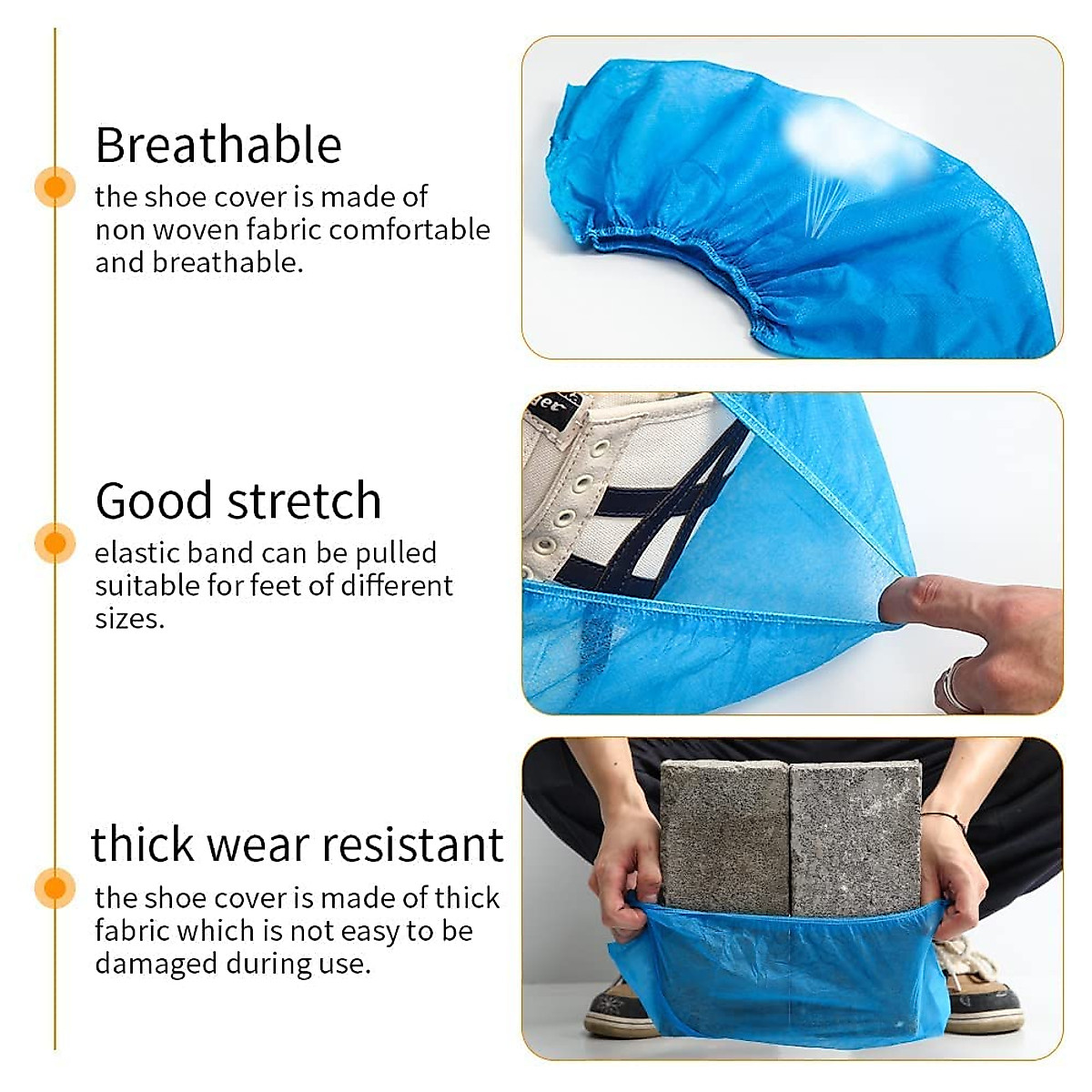 WHYJJQIAN Shoe Covers Disposable Non Slip for Indoors,Non-Woven Shoe & Boot Covers-100 Pack(50 Pairs),Shoe Booties Slip Resistant Overshoes Foot Covers with Sole Protector(Large Grey)