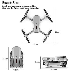 FDWYTY Drone with Camera, 1080P HD FPV Mini Foldable RC Quadcopter with Altitude Hold, Headless Mode Remote Control Aircraft Toys Gifts for Kids Adults Boys Girls Beginners - 2 Batteries, 25 Mins Flight Time, Gray