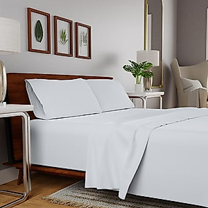 SUPREME ELEGANCE Organic 100% Cotton Percale Twin XL Sheets Set Snow, 14" Deep Pocket TwinXL Cotton Sheets, Back to School College Essentials, Breathable & Cooling Sheets for Hot Sleepers - White
