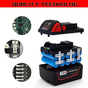 Cruruakku 2 Pack Replace Battery for Milwaukee M18 Battery 5.0ah and Charger Combo,Compatible with Milwaukee M18 Cordless Power Tools 18V Lithium Battery 48-11-1850 48-11-1840 48-11-1860