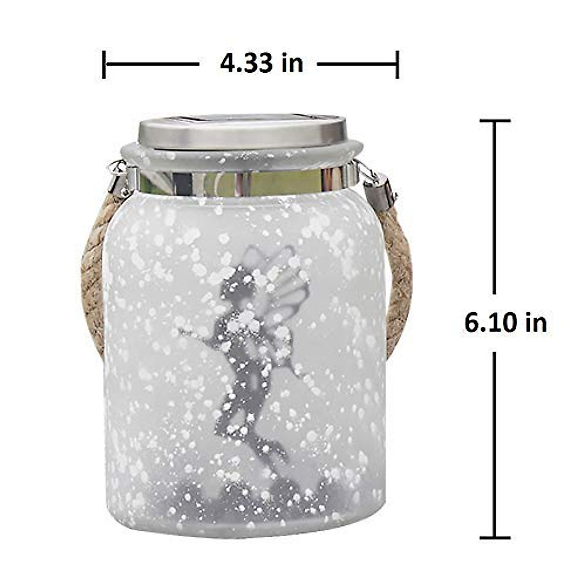 Kaixoxin Solar Lantern Lights Ideal for Great Gifts White Frosted Glass Hanging Jar Solar Lights Outdoor Decorative 20 Warm White Mini LED String Lights (Fairy) (1, Fairy)