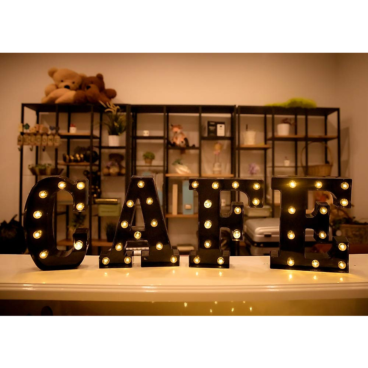 Foaky Black LED Marquee Number Lights Sign Light Up Marquee Number Lights Sign for Night Light Wedding Birthday Party Battery Powered Christmas Lamp Home Bar Decoration