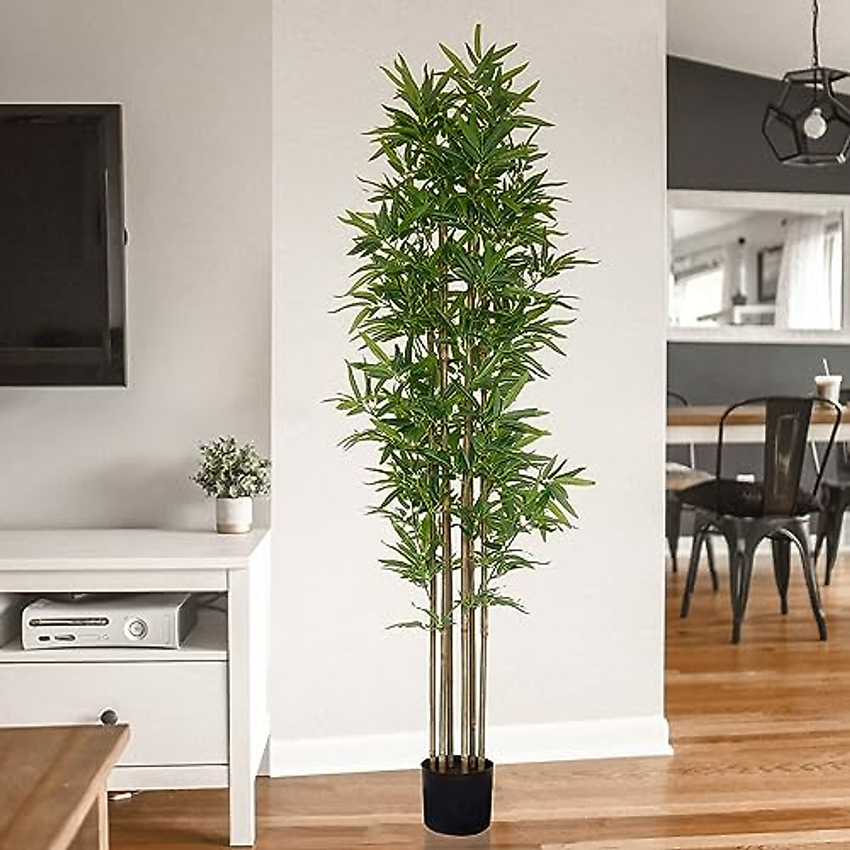 SOFTFLAME 6ft Bamboo Artificial Tree, Faux Bamboo Plant, Artificial Plant with 6 Trunks, Ideal for Home Office Indoor Decoration
